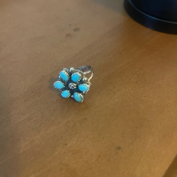 Jewelry | Squash Blossom Sterling Silver Ring With Genuine Turquoise ...